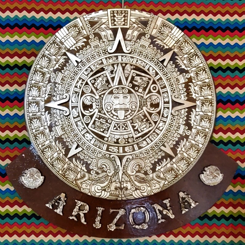 Personalized Aztec Calendar Wood Carved Sign Cultural Art | Etsy