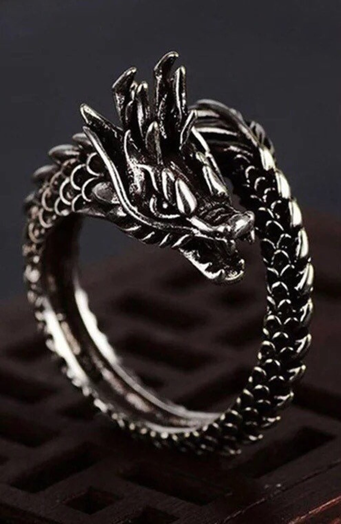 Anillo de dragón de plata ajustable para hombres y mujeres | Etsy