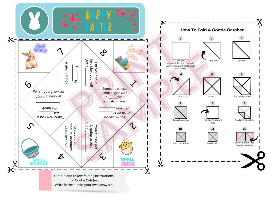 Easter Activity for Kids, Cootie Catcher, Easter Craft, Easter Game ...
