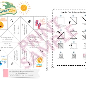 Cootie Catcher, Summer Activity for Kids, Summer Game Printable ...