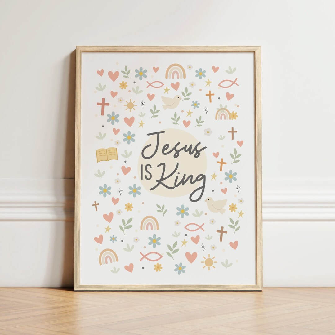 Jesus is King Poster | Christian Wall Art | Bible Verses Printable ...