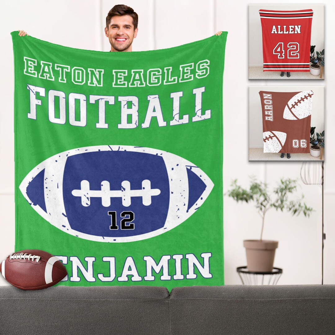 Personalized Football Fleece Blanket, Custom Sports Team Gift - Etsy