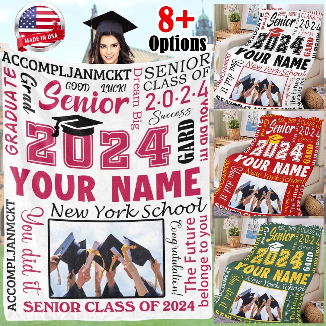 Personalized Graduation 2024 Photo Blanket, Senior Graduation Gift ...