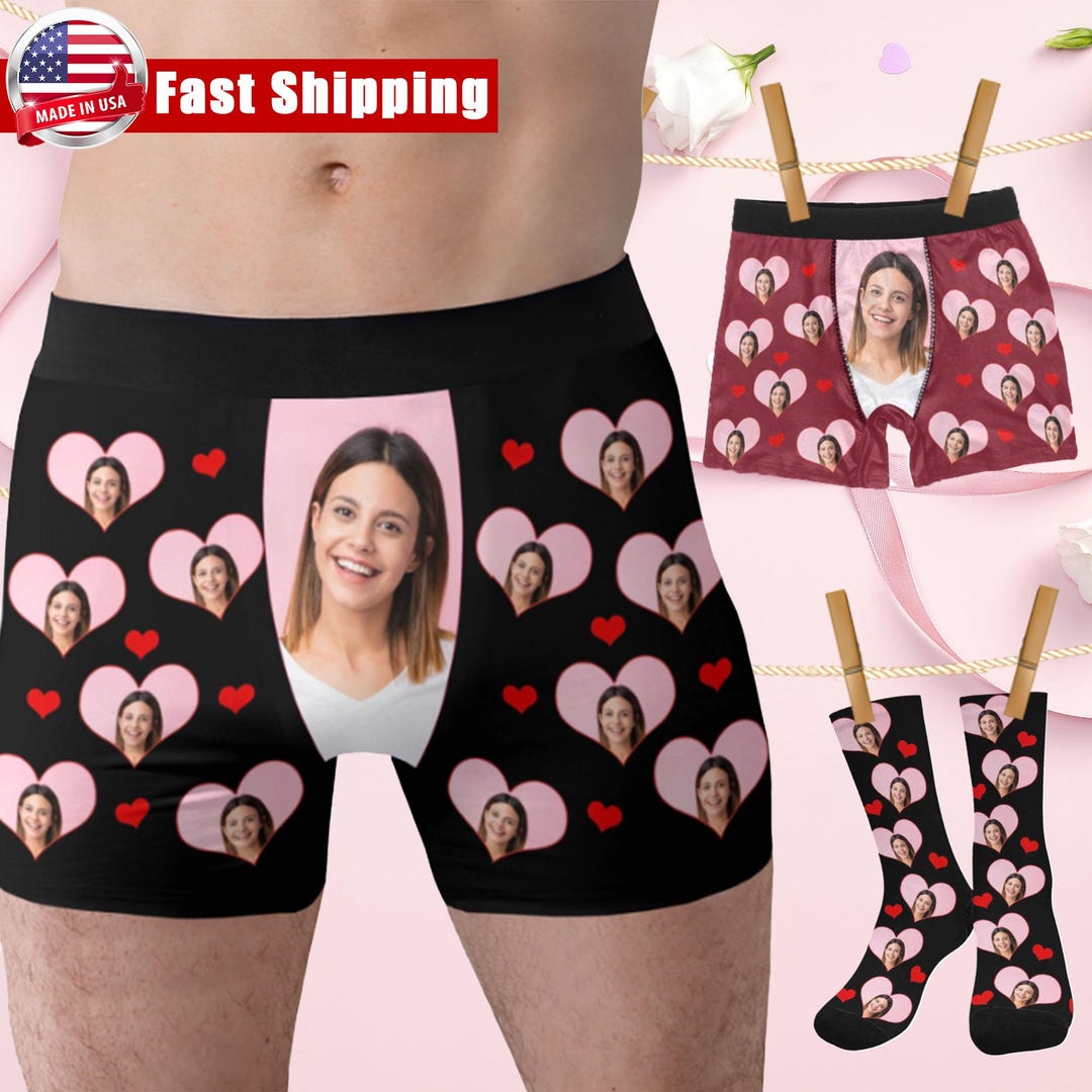 USA Custom Photo Boxers Socks, Personalized Boxer Socks With Picture ...