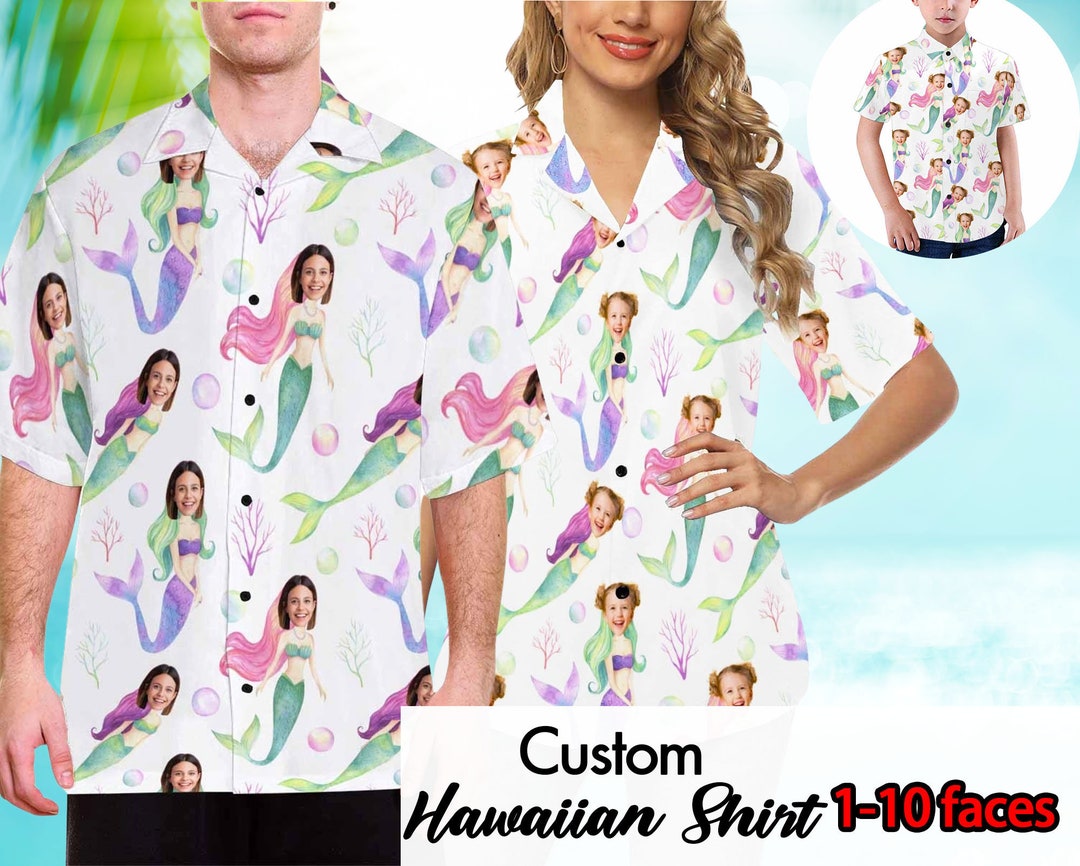Personalized Men's Faces Mermaid Hawaiian Shirt Custom - Etsy