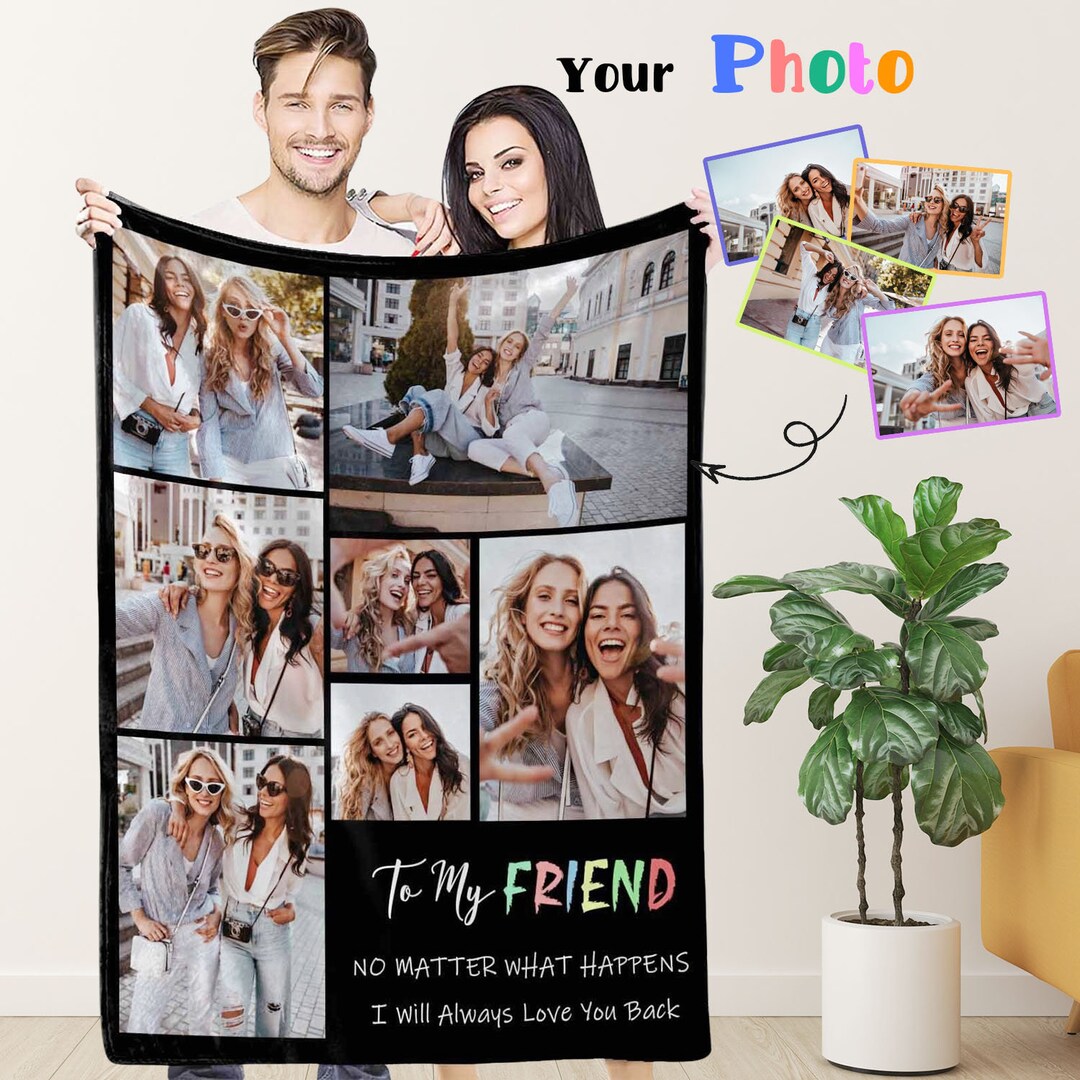 Personalized Photo Blanket for Best Friends, Custom Sister Blanket ...