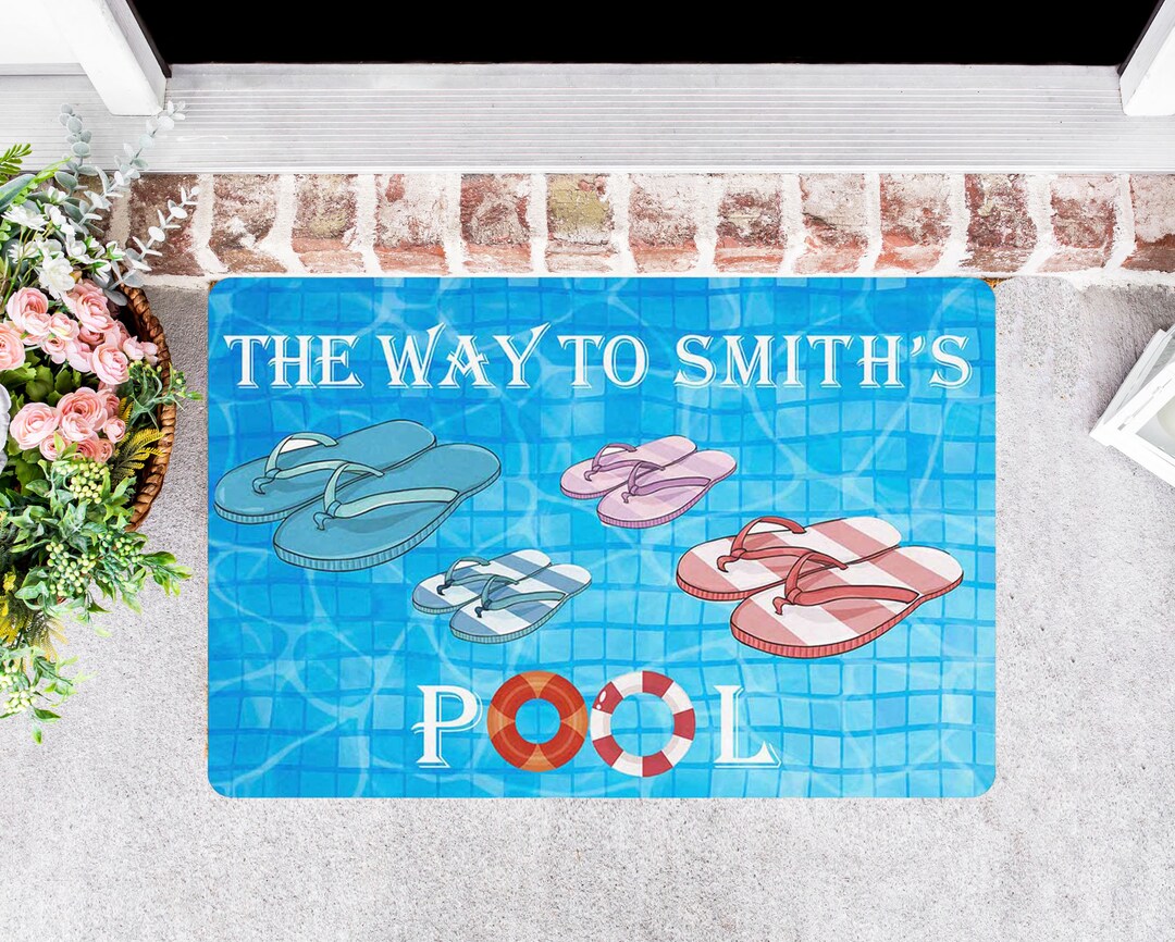 Custom Flip Flops Doormat, Swimming Pool Doormat, Housewarming Gift ...