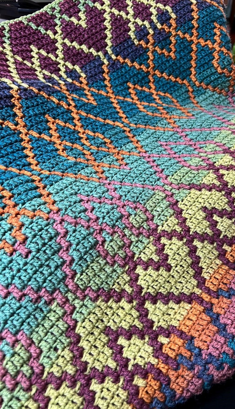 Linked Diamonds Mosaic Crochet Pattern, Overlay Mosaic, PDF File - Etsy