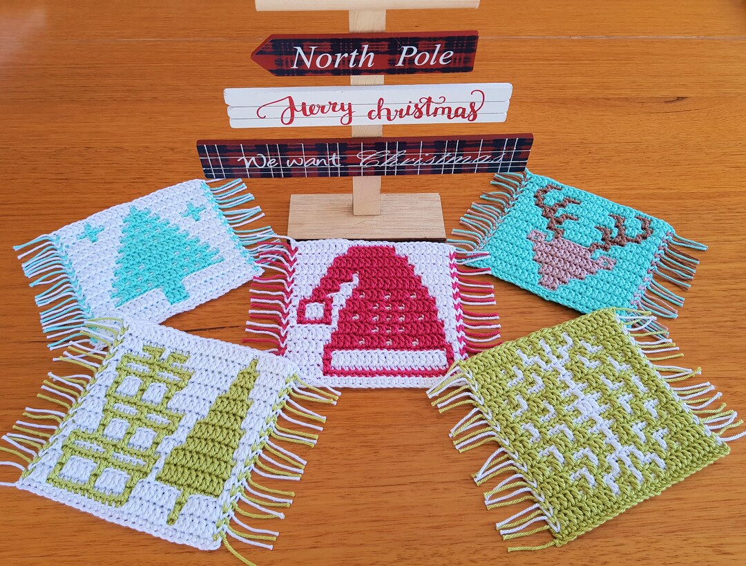 Mosaic Crochet Christmas Mug Rug & Blanket Pattern (PDF) - Etsy
