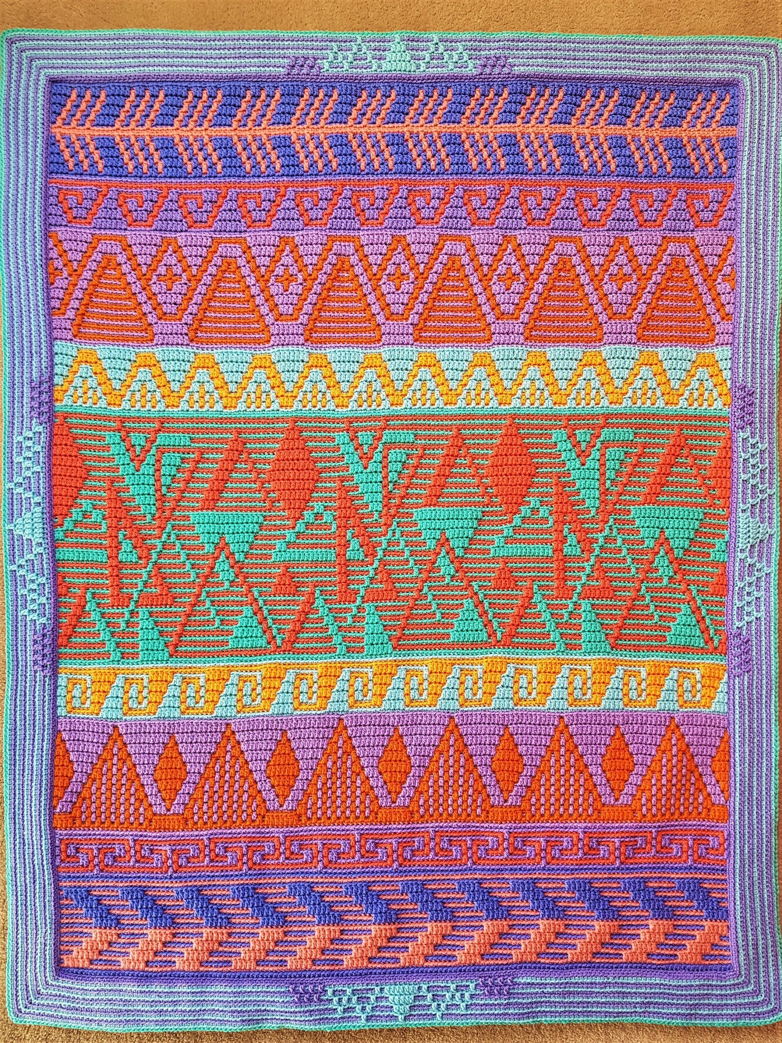 Aztec Sampler Mosaic Crochet Lap Blanket Pattern PDF File - Etsy