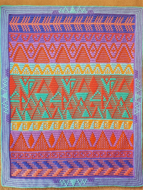 Aztec Sampler Mosaic Crochet Lap Blanket Pattern PDF File | Etsy