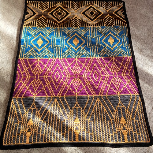 Aztec Sampler Mosaic Crochet Lap Blanket Pattern PDF File - Etsy