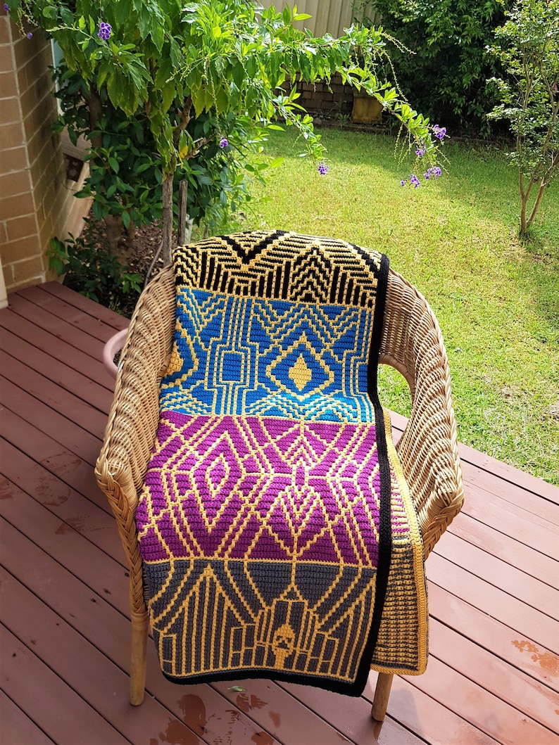 Mosaic Crochet Blanket Pattern Deco Dazzle an Art Deco - Etsy