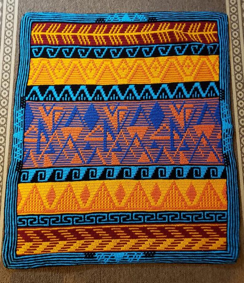 Aztec Mosaic Crochet Blanket Pattern: Sampler Lapghan (PDF Pattern) - Etsy