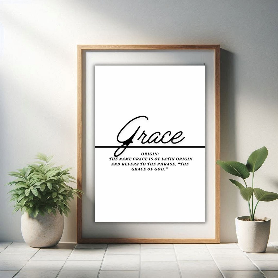 Name Origins Digital Print, Custom Name Print, Grace From God Print ...