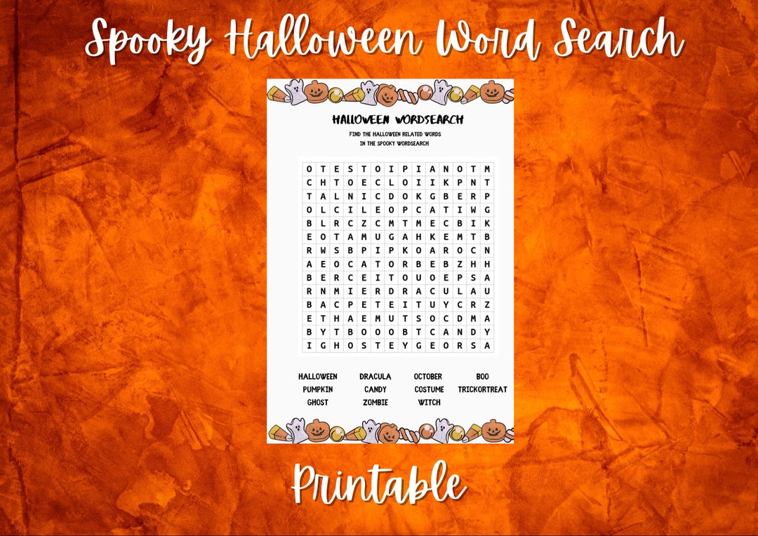 Spooky Halloween Word Search Printable - Etsy UK
