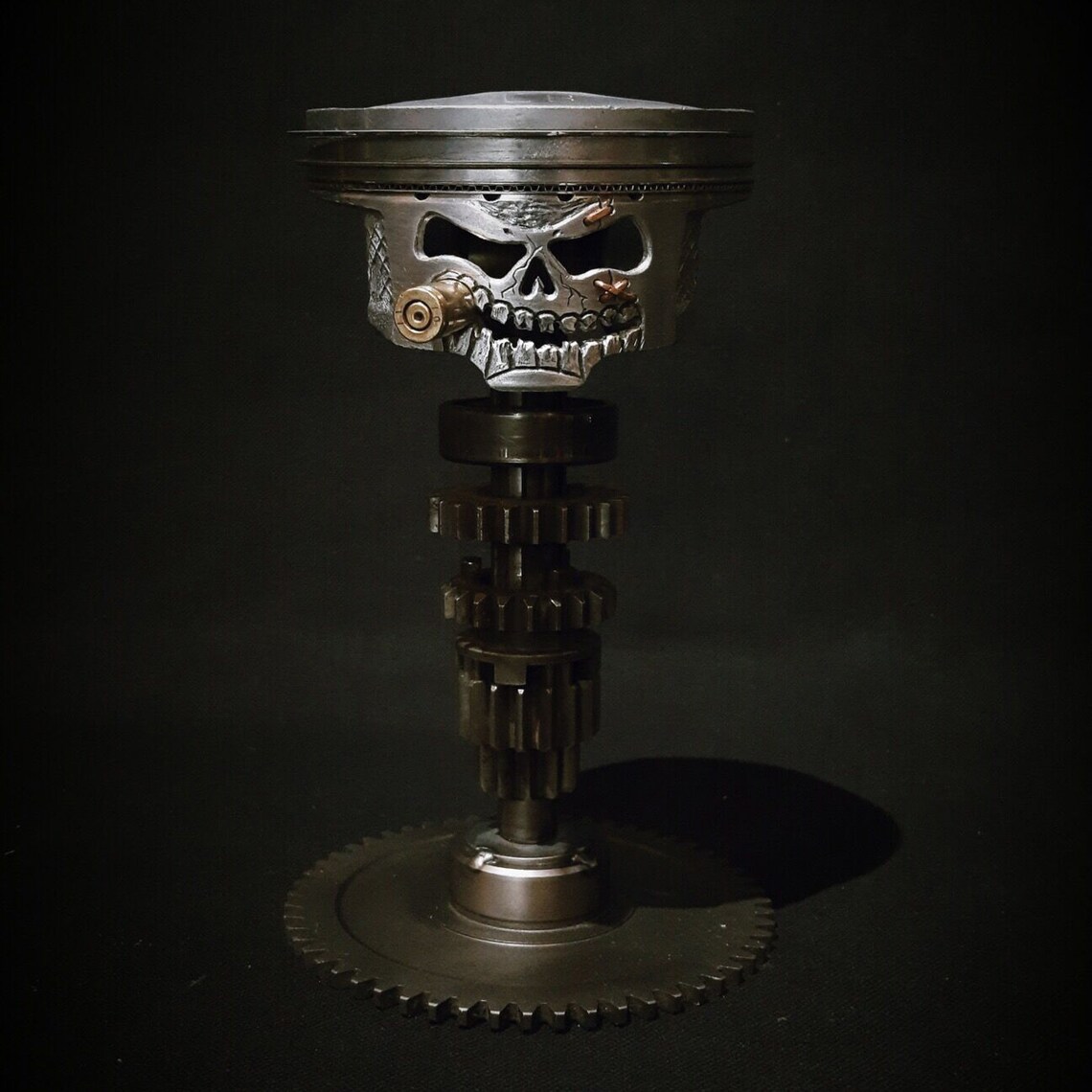 Carving Piston Skull Face Sculpture Metal Mechanical Art - Etsy