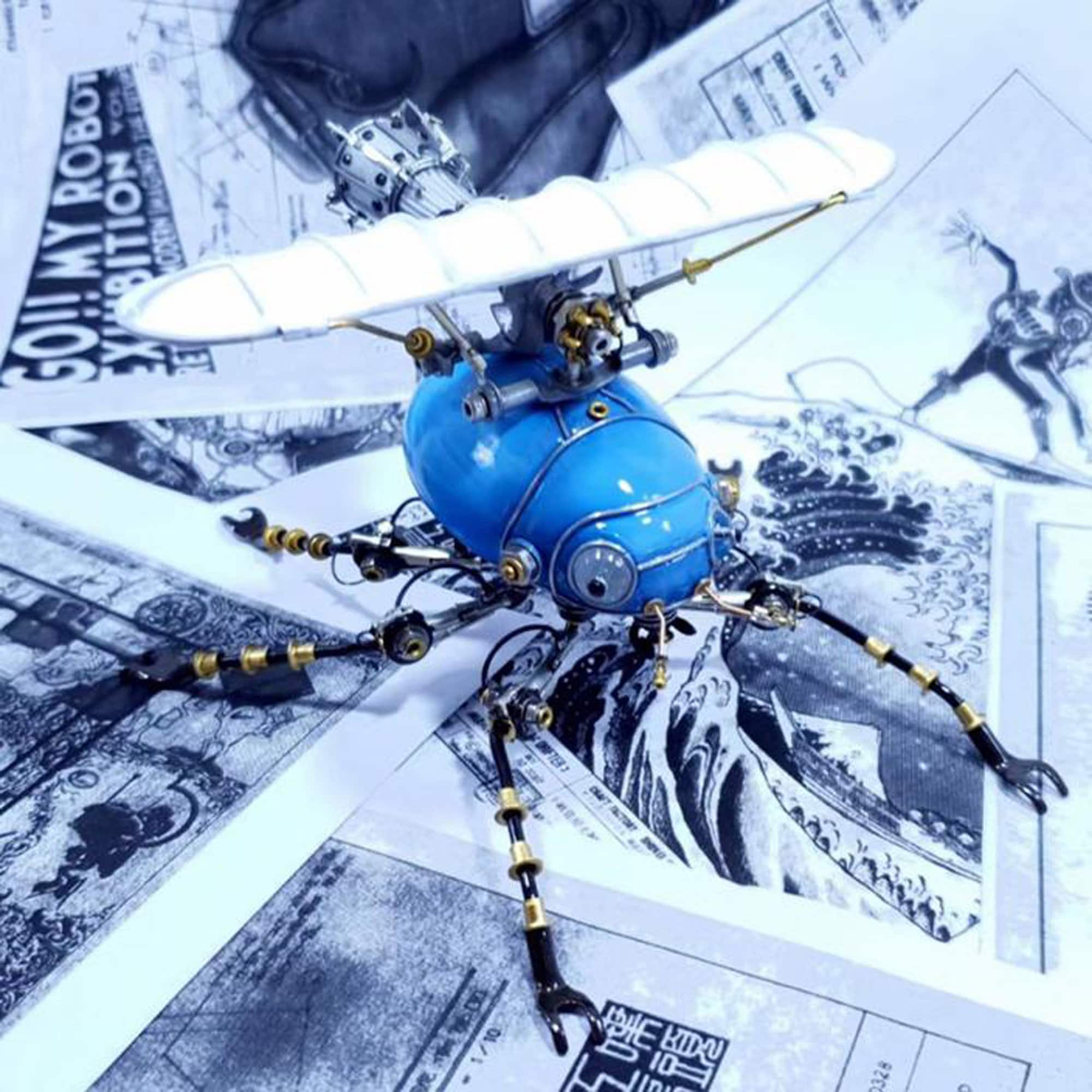 Mechanical Mutant Steampunk Beetle Metal 3D Blue Fixed Wing - Etsy