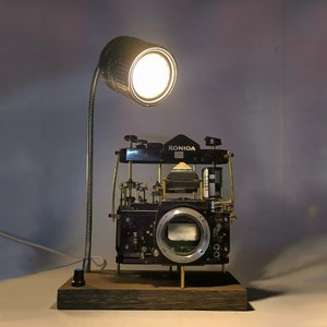 Vintage Camera Table Lamp, Illuminate Memories, Features A Disassembled ...