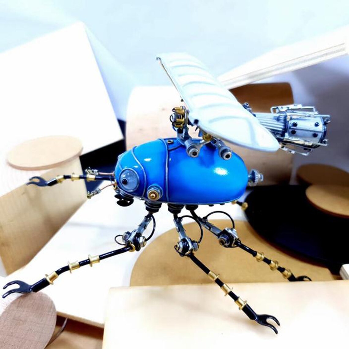 Mechanical Mutant Steampunk Beetle Metal 3D Blue Fixed Wing - Etsy