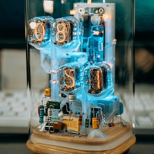 Nixie Tube Clock, Features 3D Vertical Layout, Neat Visible Circuit, Cyberpunk Futuristic Sci-fi ...