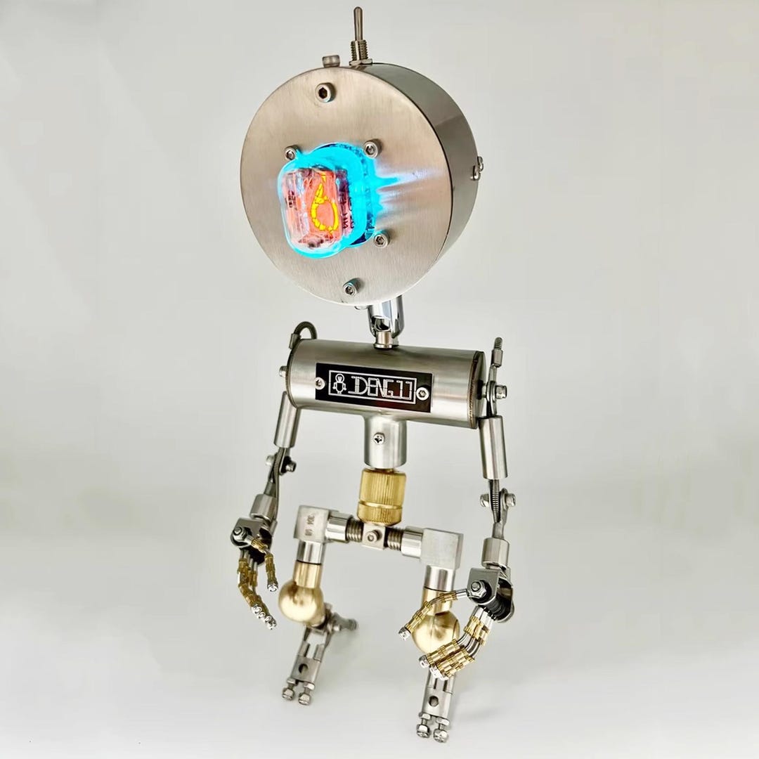 Nixie Tube Robot Clock, Table Desk Lamp, Battery Built Inside, SS Metal ...