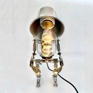 Industrial Robot With a Bulb Head, Table Desk Lamp, Metal Model Light ...