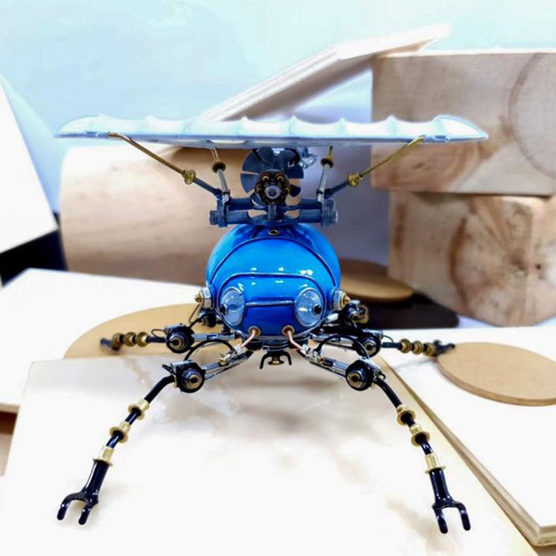 Mechanical Mutant Steampunk Beetle Metal 3D Blue Fixed Wing - Etsy