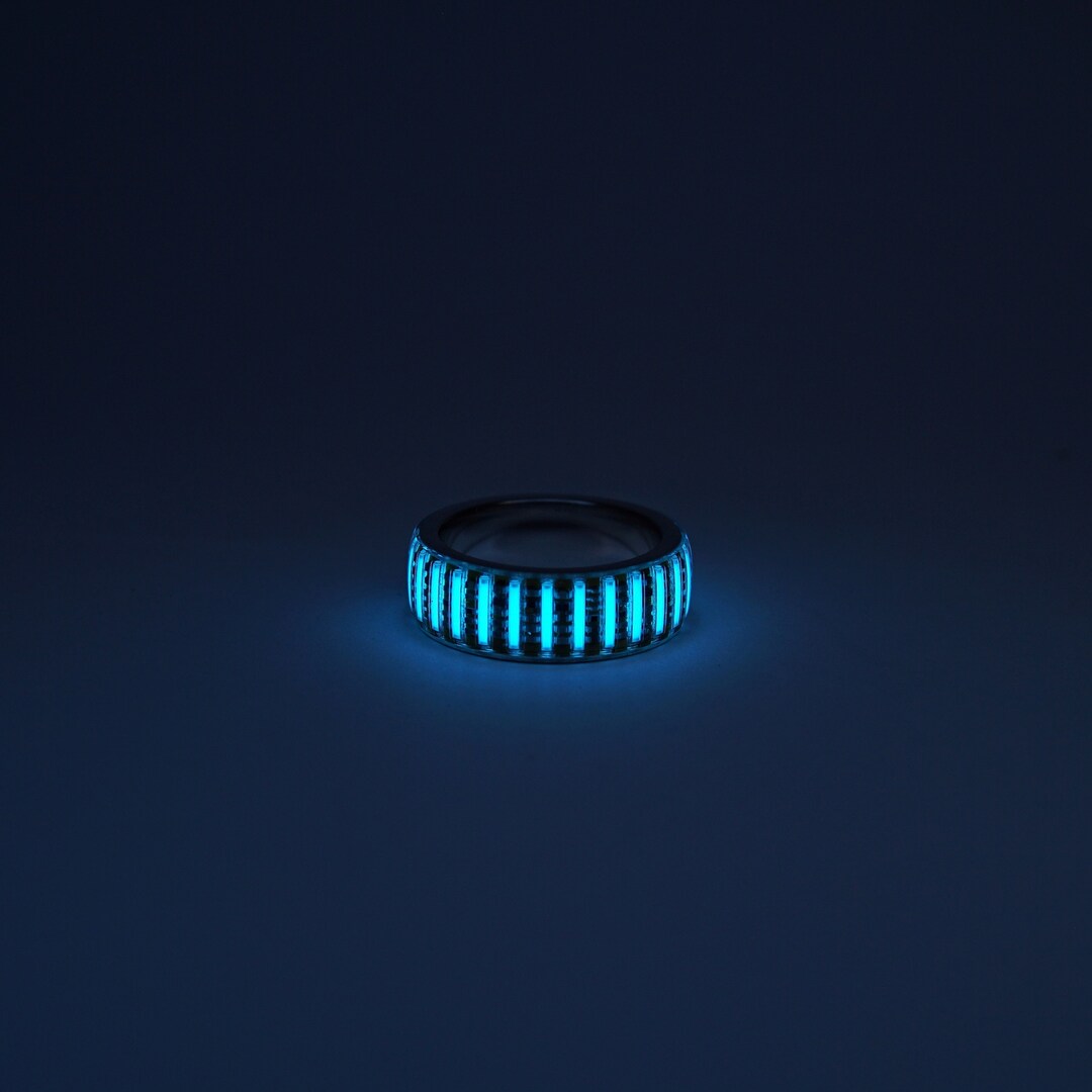 Cyberpunk Glow Vial Ring: Black Silver Band, Futuristic Jewelry ...