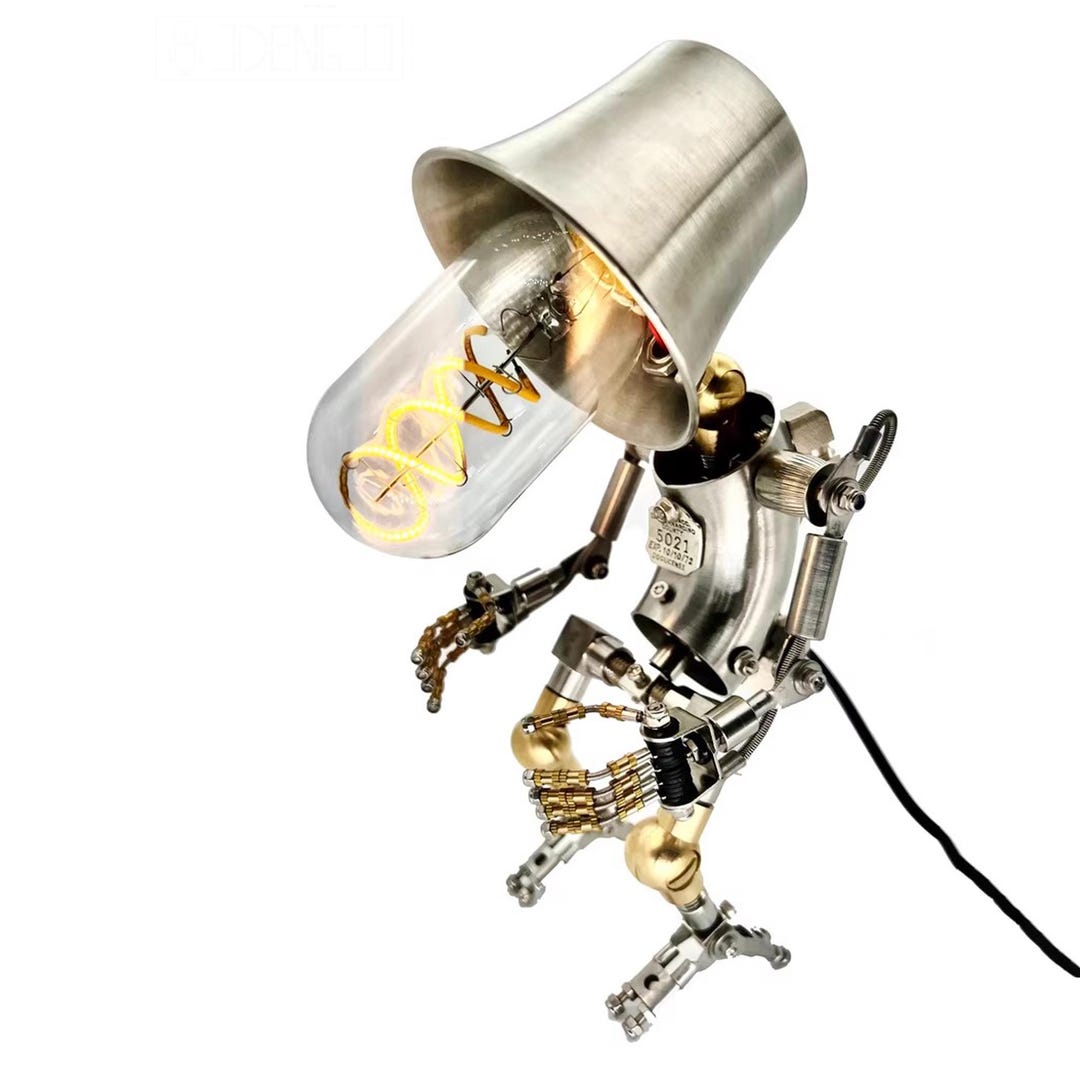 Industrial Robot With a Bulb Head, Table Desk Lamp, Metal Model Light ...