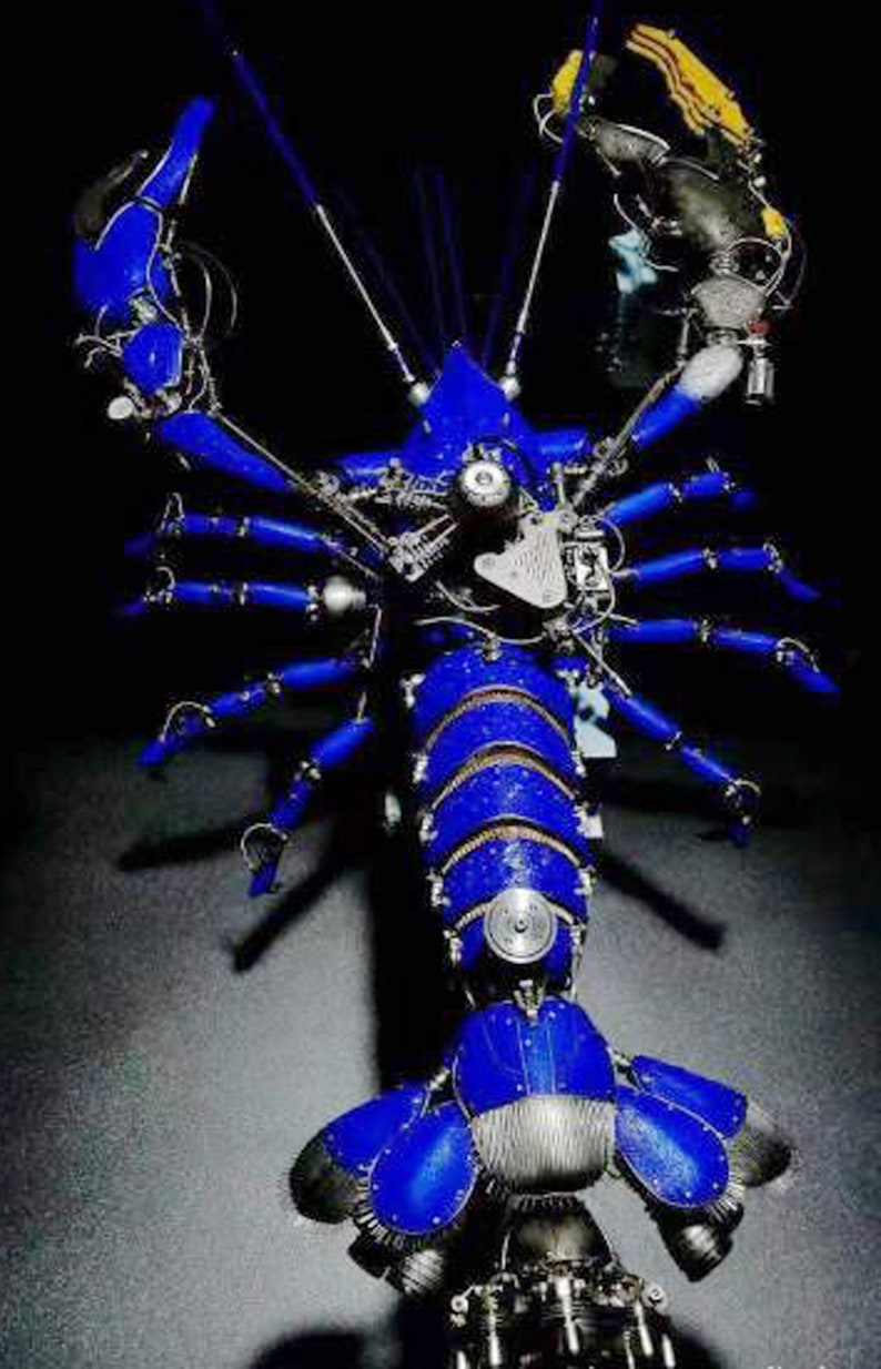 Steampunk Mechanical Mutant 3D Giant Blue Shrimp Sculpture - Etsy