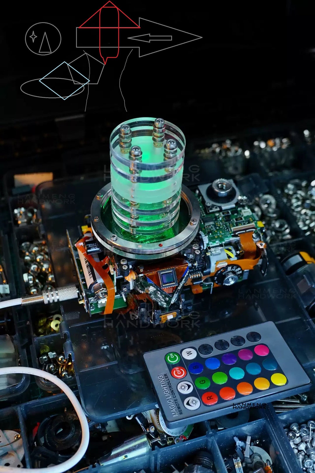 Cyberpunk Ambient Night Lamp Integrated in Camera Base in Sci-fi Style ...