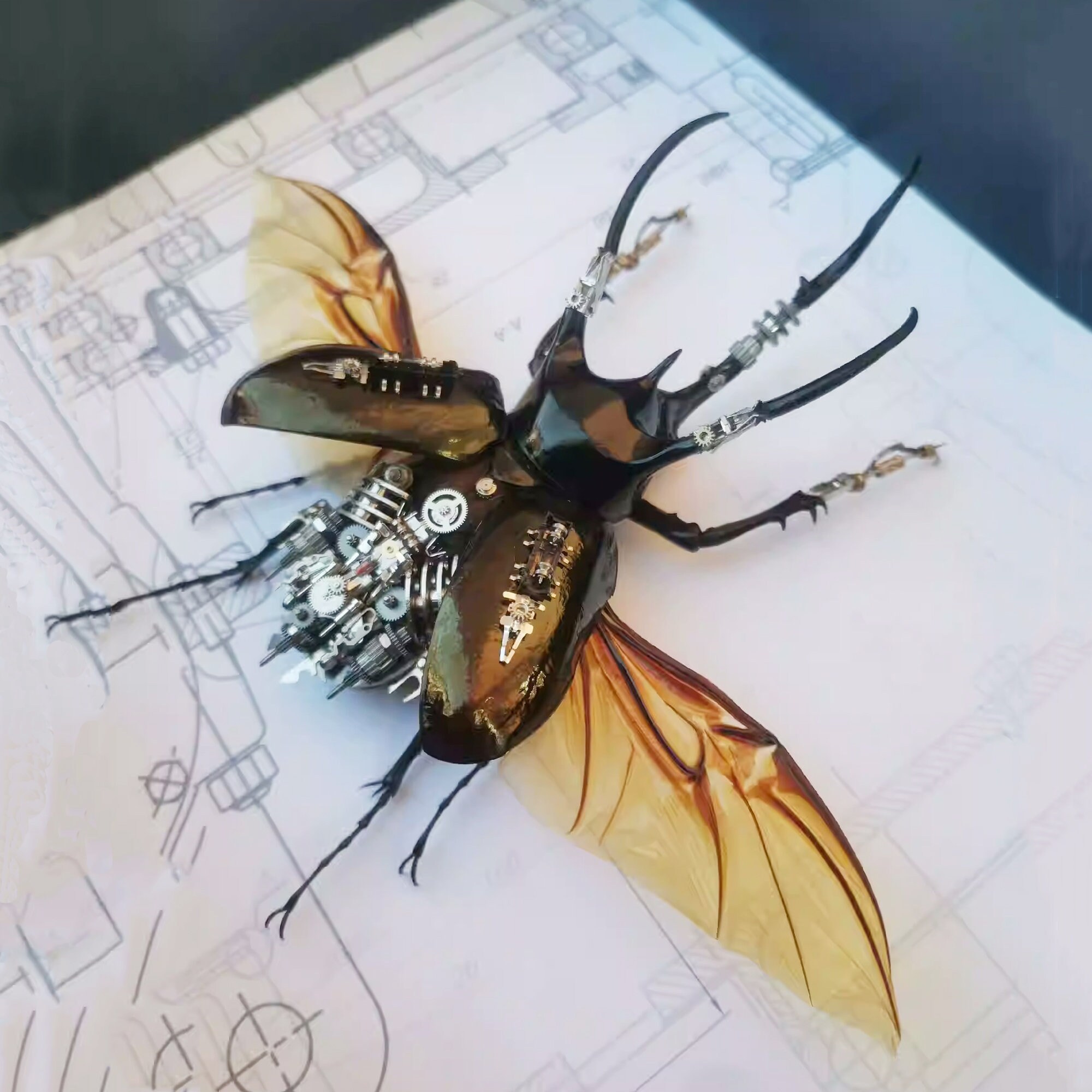 Steampunk Beetle Insect, Real Chalcosoma Atlas, Cyberpunk Sculpture ...