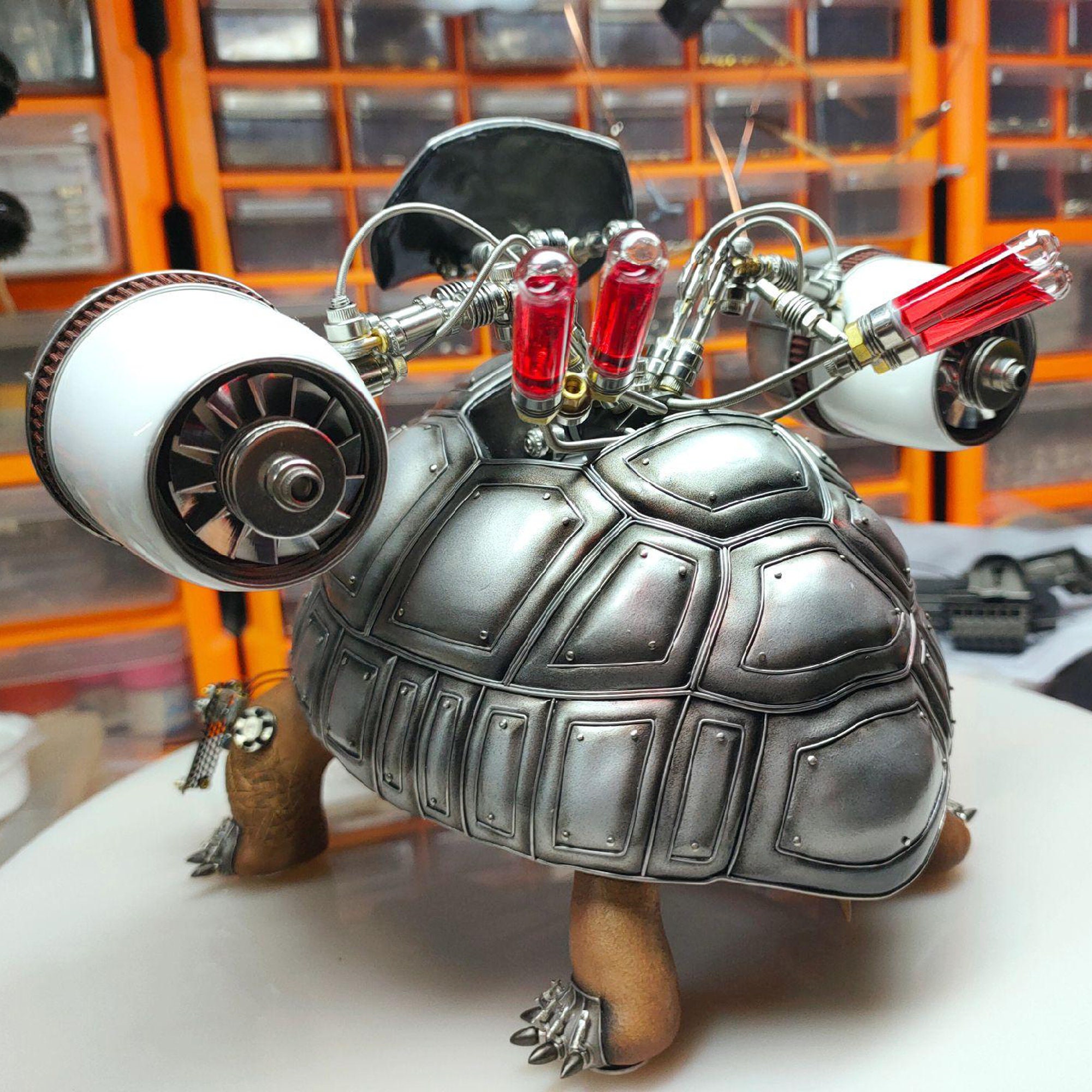 Tortoise Mechanical Sculpture, Futuristic Warrior With Jet Engines and ...