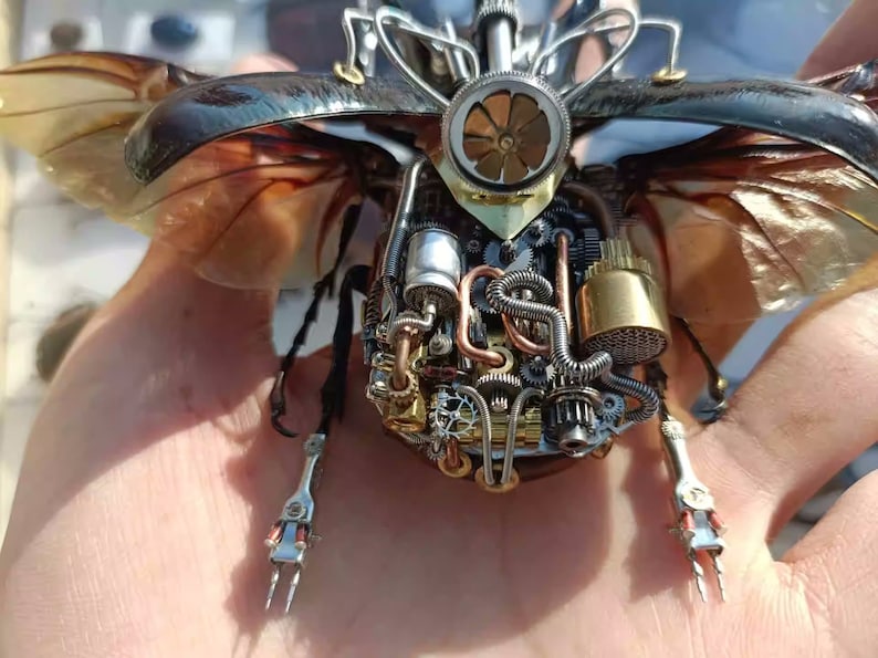 Steampunk Beetle Insect, Real Chalcosoma Atlas, Cyberpunk Sculpture ...