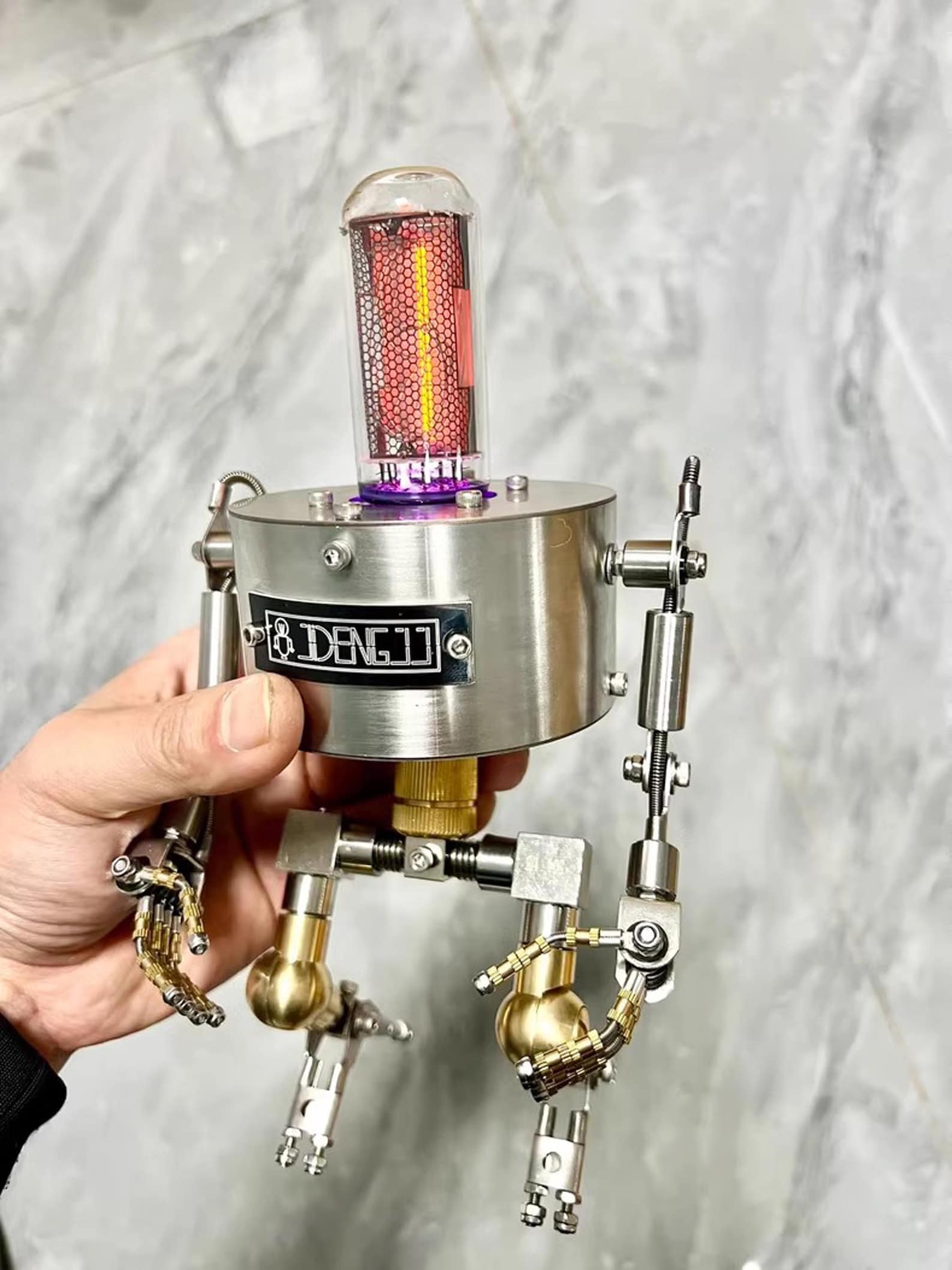 Nixie Tube Robot Clock, Table Desk Lamp, Battery Built Inside, SS Metal ...