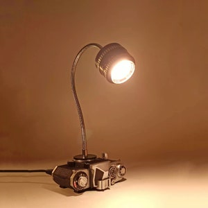 Vintage Camera Table Lamp With Dimmer Switch, Handmade Upcycled Artwork ...