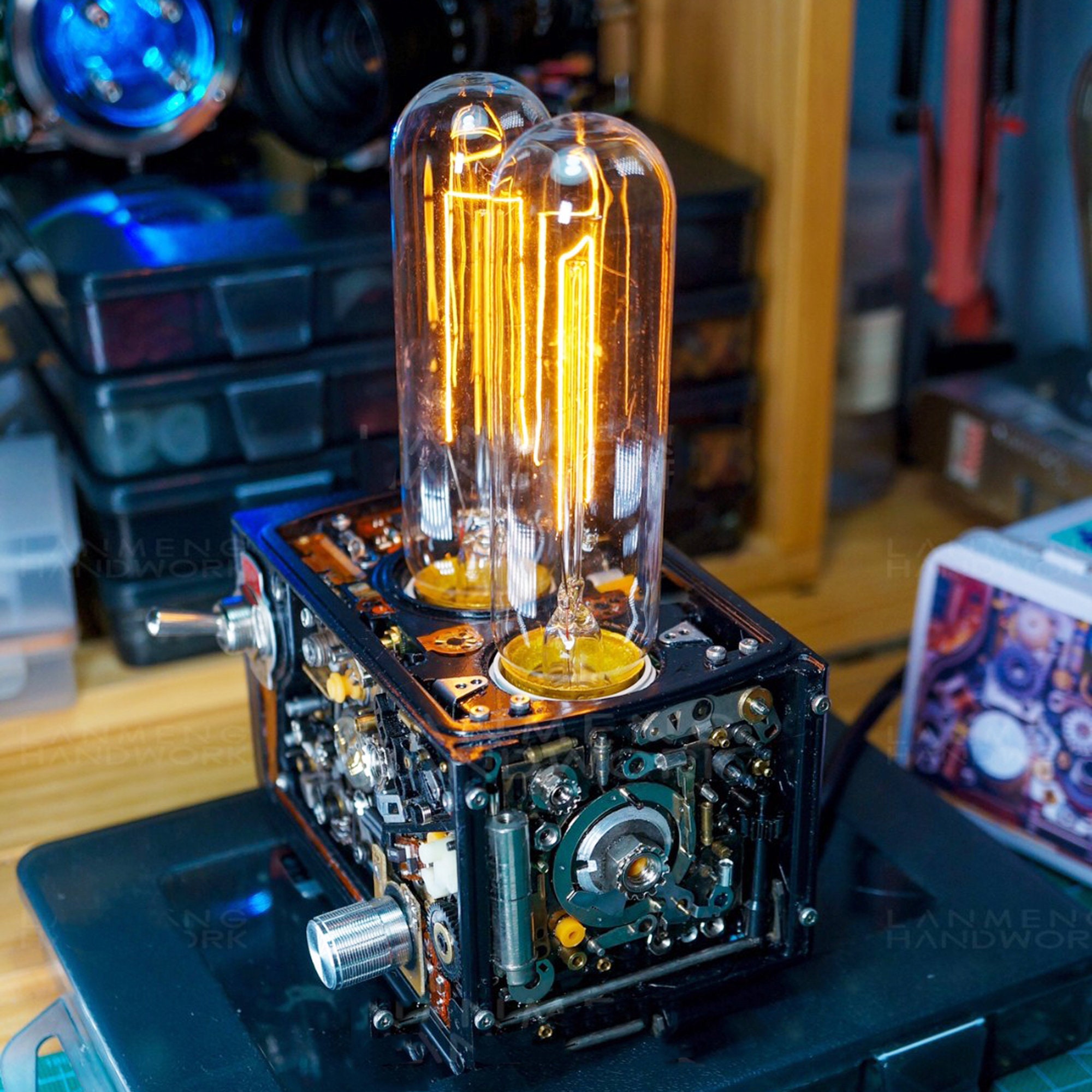 Handmade Steampunk Table Lamp: Canon Camera Base, Industrial Decor - Etsy