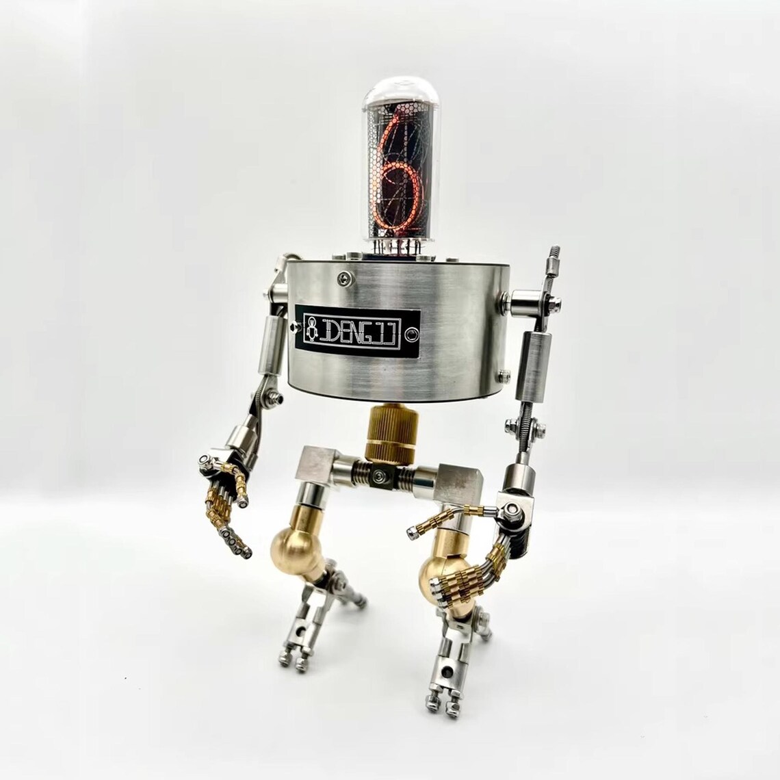 Nixie Tube Robot Clock, Table Desk Lamp, Battery Built Inside, SS Metal ...