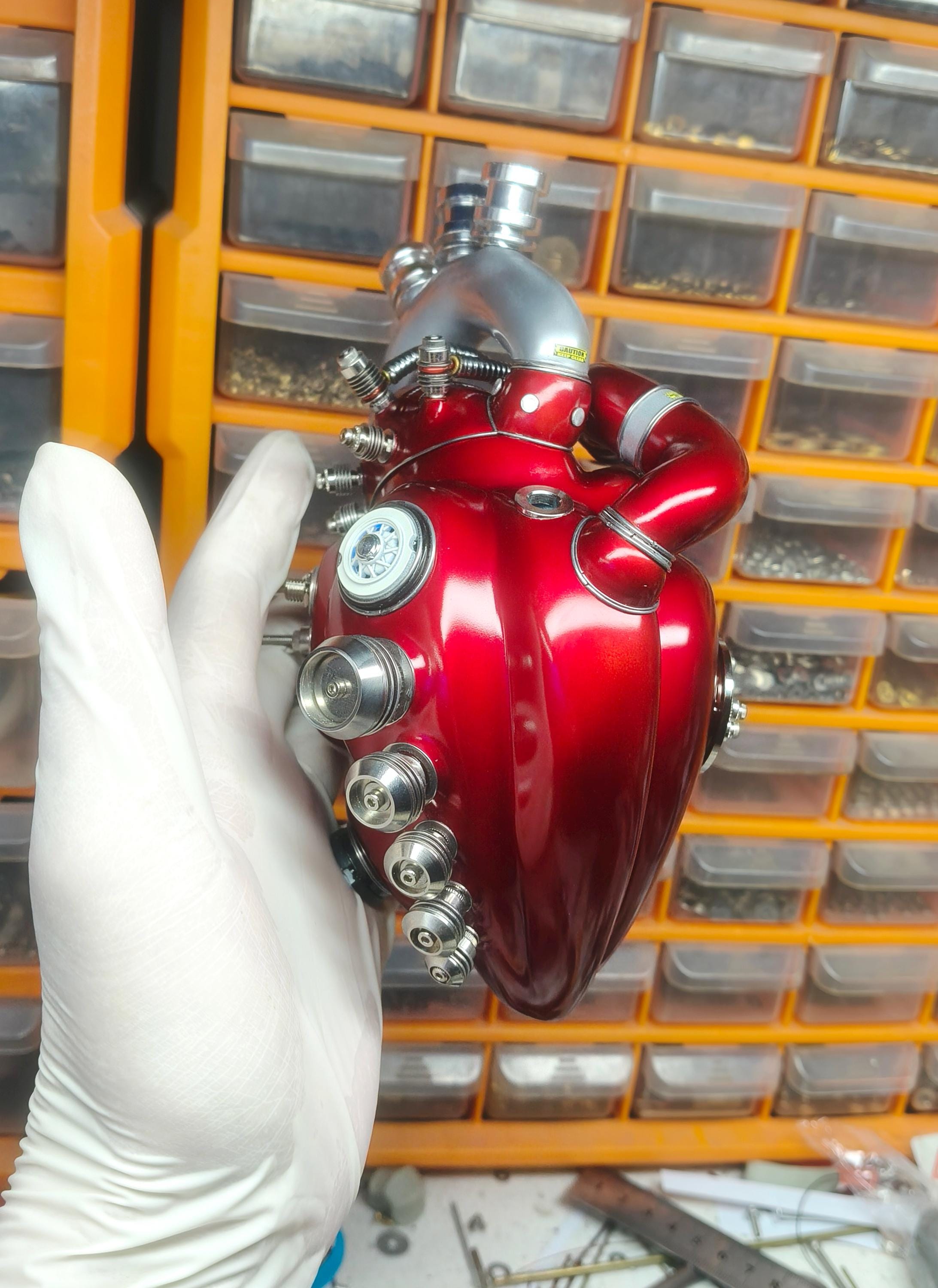 Cyberpunk Mechanical Heart Sculpture, Handcrafted, A Ultimate Fusion of ...