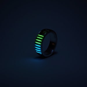 Cyberpunk Glow Vial Ring: Black Silver Band, Futuristic Jewelry ...