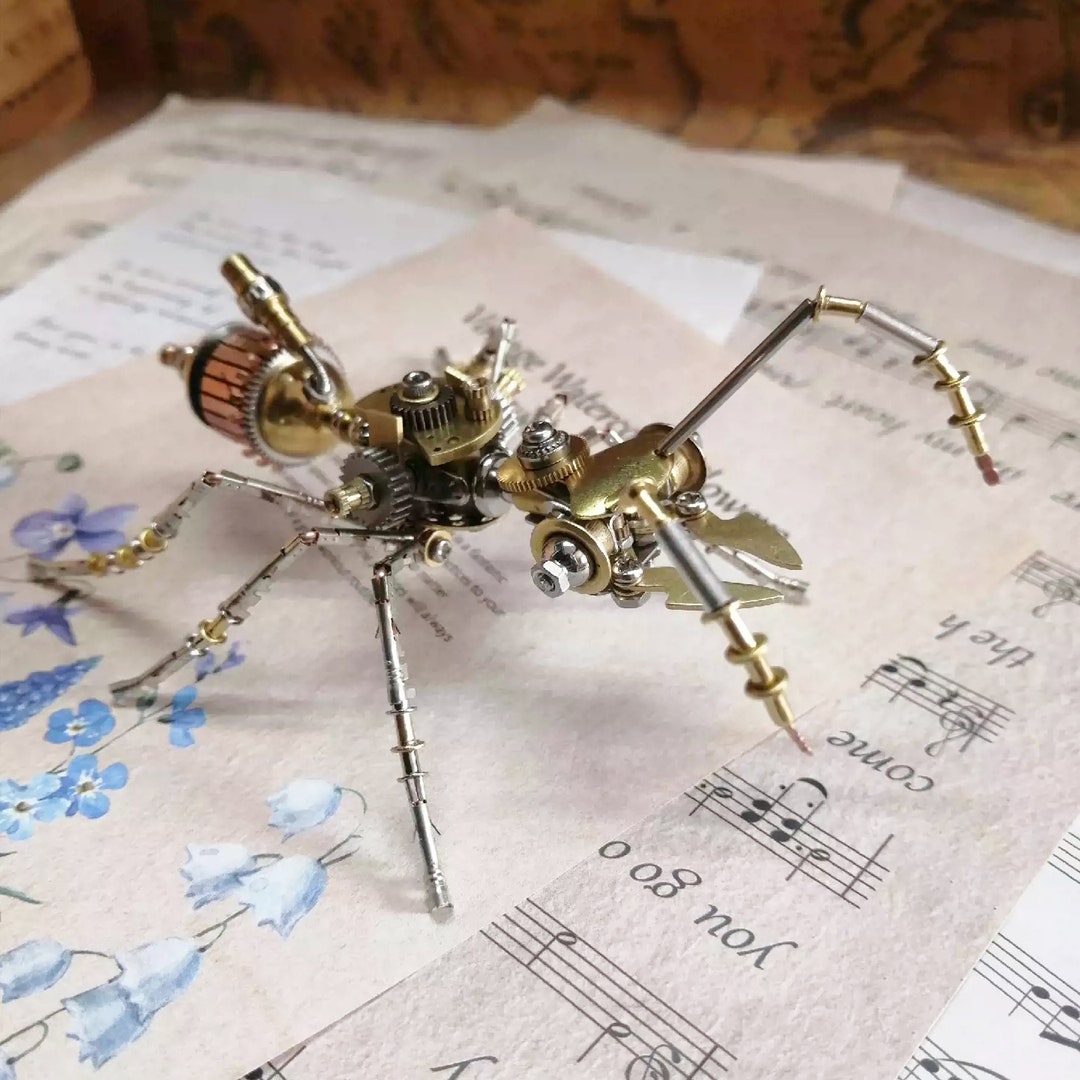 Steampunk Brass Mechanical Ant Sculpture, Handmade Metal Artwork Insect ...