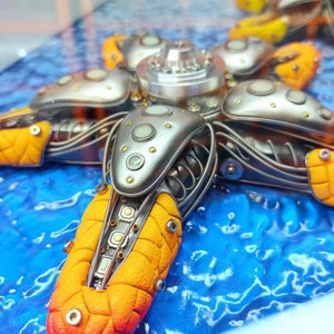 Mechanical Starfish Mutant Creature, Framework Art, Steampunk Sculpture ...
