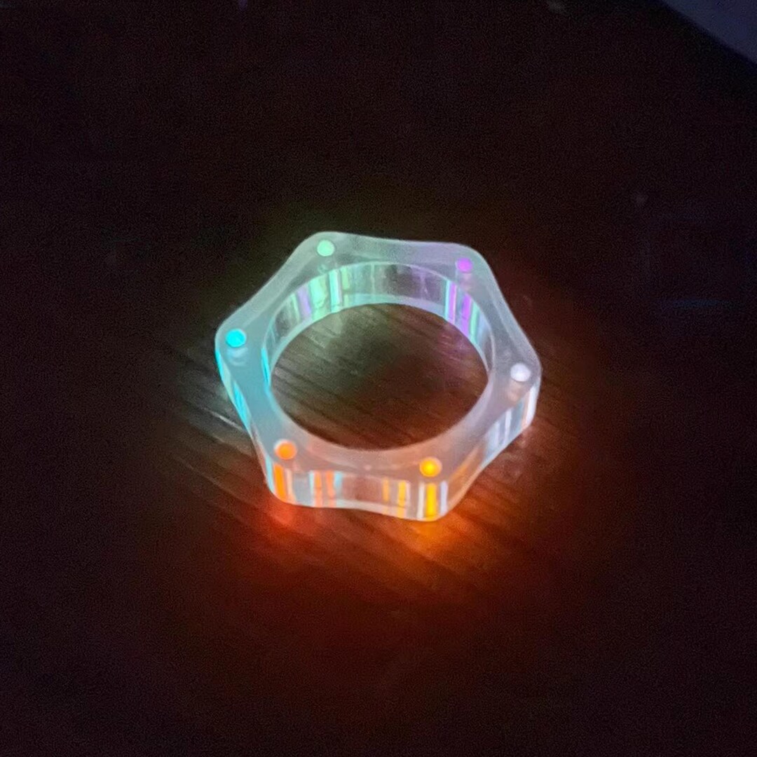 Sapphire Hexagon Glow Ring, 6 Glow Vials, Eternal Glow, Pristine Beauty ...