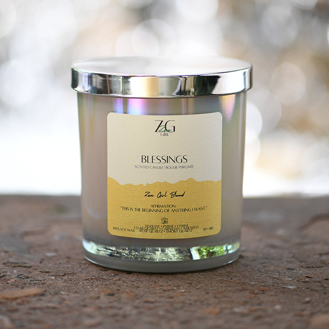 Blessings Crystal Candle: Chakra Balance & Manifestation - Etsy