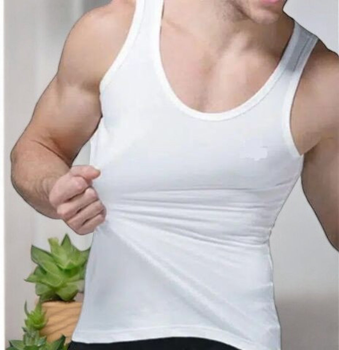Men's Summer Vests 100% Cotton Training Gym Plain White Vest Pack of 3 ...
