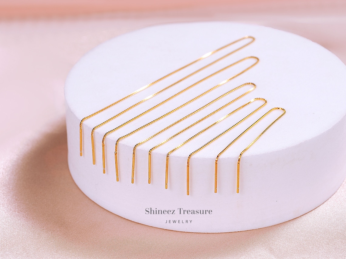 Minimalist Long Chain Threader Earrings 925 Sterling Silver - Etsy