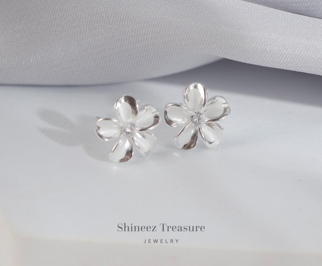 Sterling Silver Flower Stud Earrings, Flower Stud Earrings, Flower ...