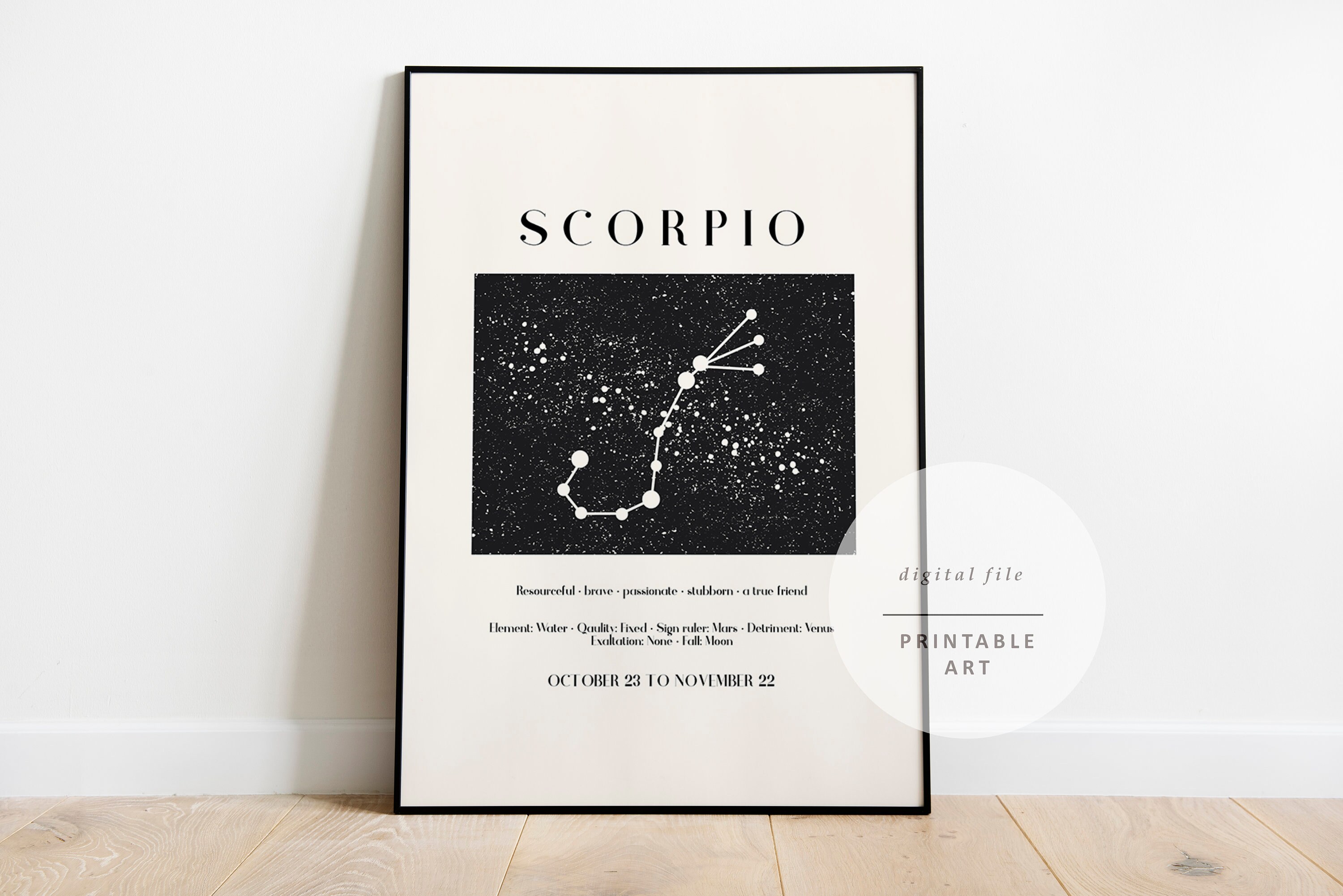 Wall Hangings Home Décor zodiac wall art scorpio zodiac printable ...