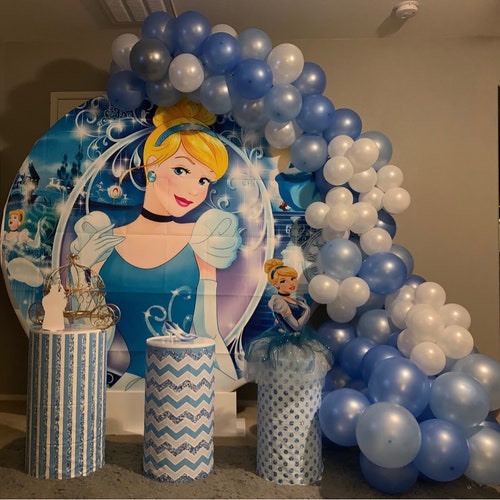 Princess Cinderella Birthday Party Backdrop Decoration Blue | Etsy
